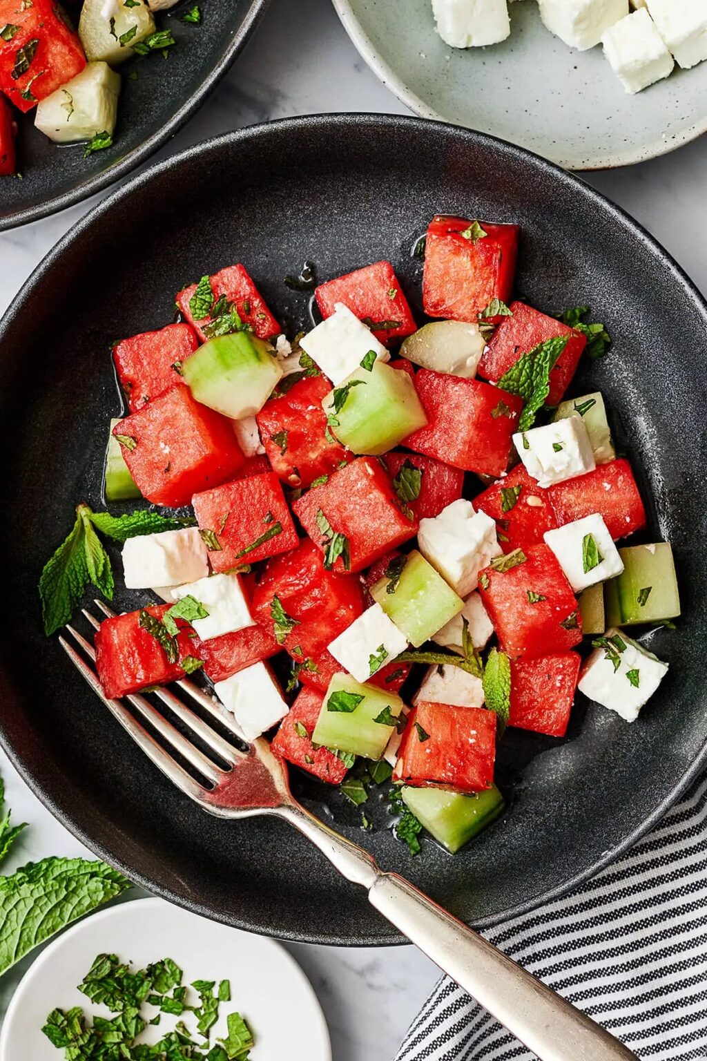 Lighten Up Your Lunch with This Zesty Watermelon Cucumber Feta Salad